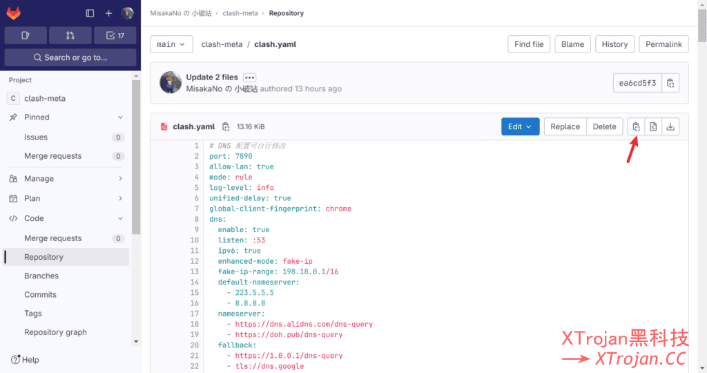 通过 GitLab 在线平台，手搓 Clash Meta 节点配置文件并生成订阅地址的图文教程 - XTrojan黑科技