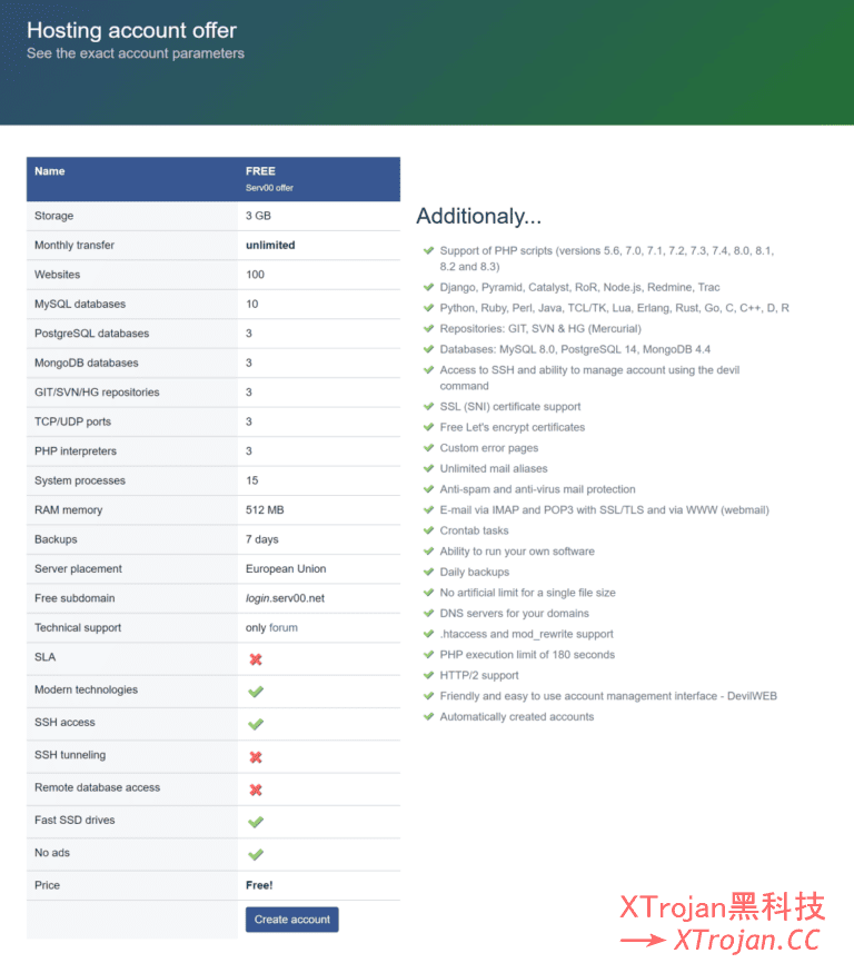 在Serv00免费托管网站上搭建VLESS节点实现魔法上网的图文教程 - XTrojan黑科技